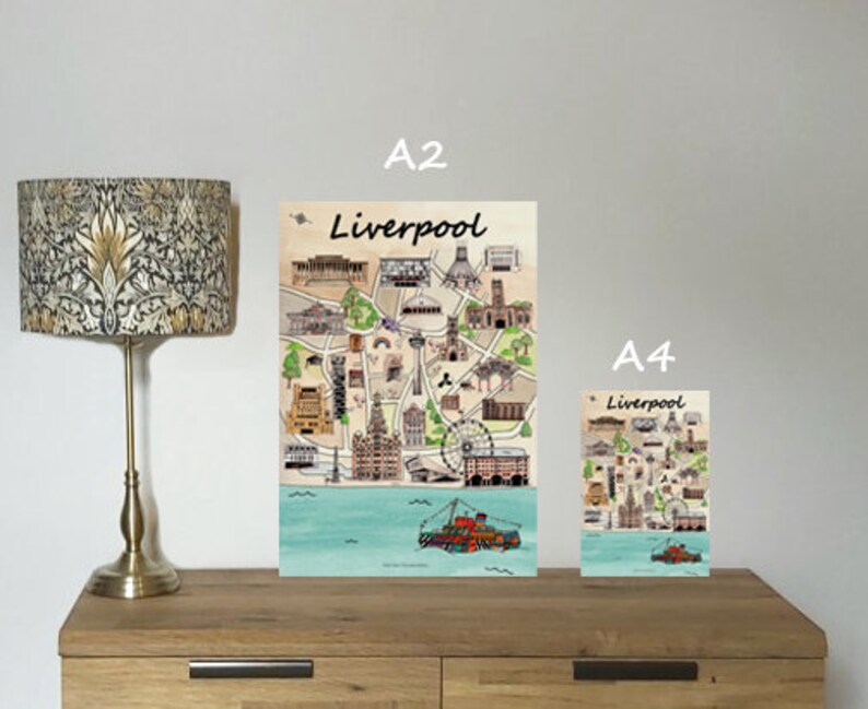 Liverpool Map Print-a2 Liverpool Poster Illustrated - Etsy UK