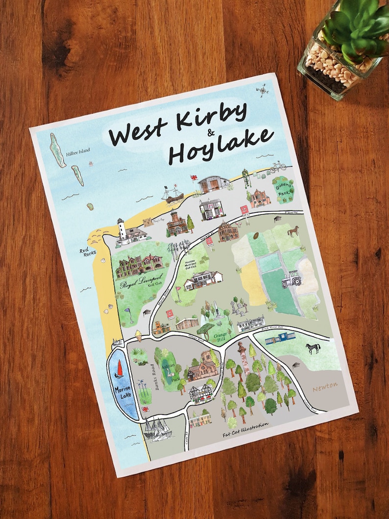 West Kirby & Hoylake Map-illustrated Hoylake Print-west Kirby Print ...