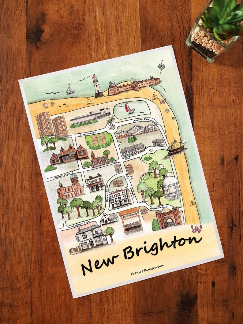 New Brighton Map-illustrated New Brighton Print New Brighton Gift-new ...