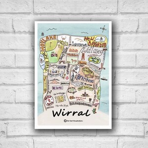 Wirral Map-illustrated Wirral-wirral Print-wirral Gift - Etsy