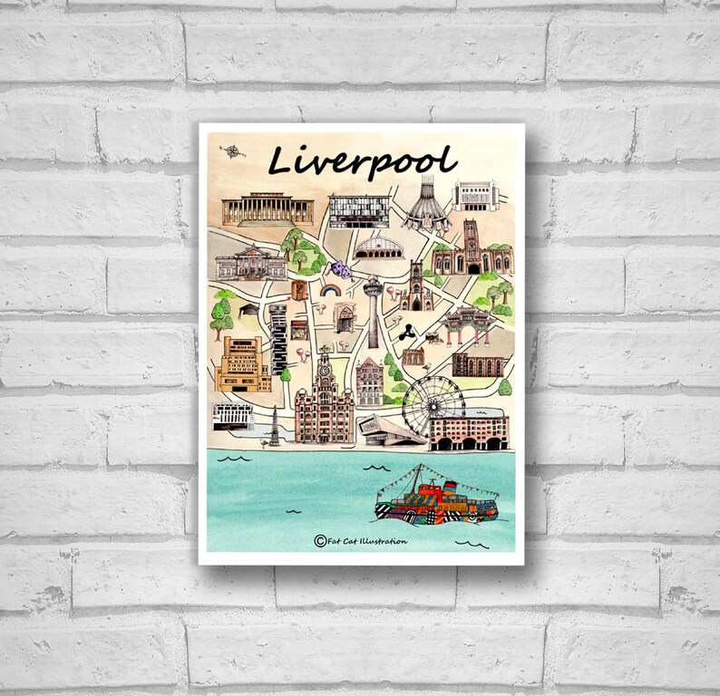 Liverpool Map-illustrated Print-liverpool Gift - Etsy