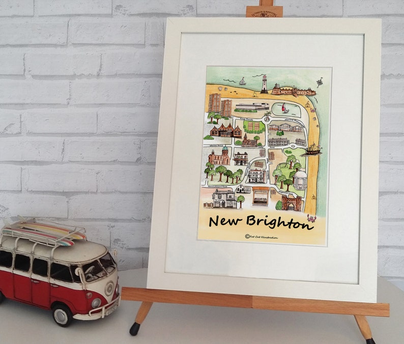 New Brighton Map-illustrated New Brighton Print New Brighton Gift-new ...