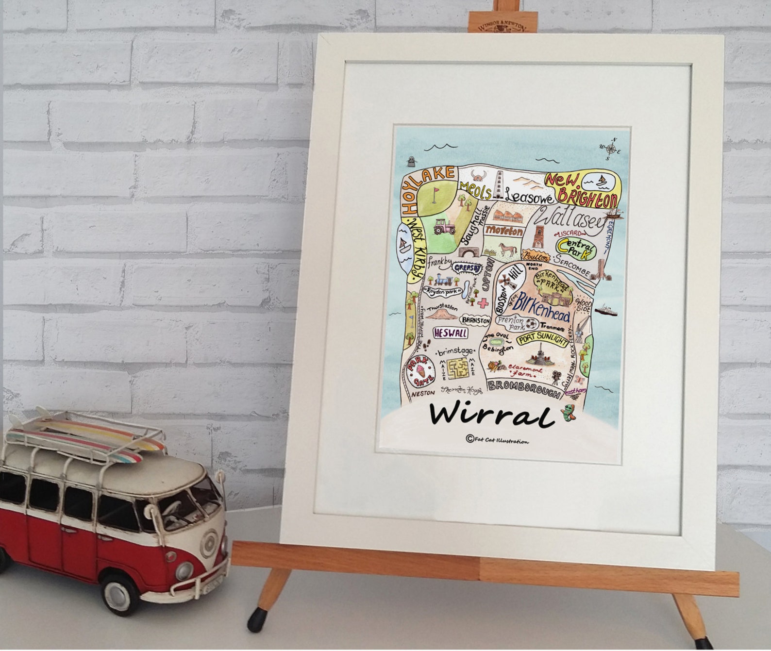 Wirral Map-illustrated Wirral-Wirral print-Wirral gift | Etsy