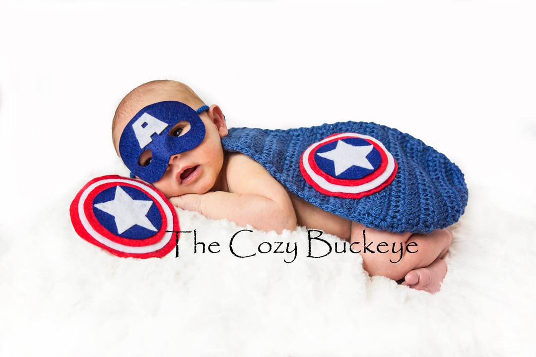 Crochet Pattern: Newborn Superhero Cape, Mask & Shield Set (PDF Pattern ...