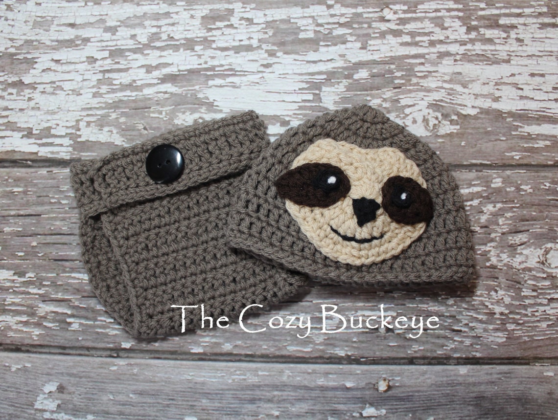 Crochet Sloth Hat & Diaper Cover Set Photography Prop | Etsy