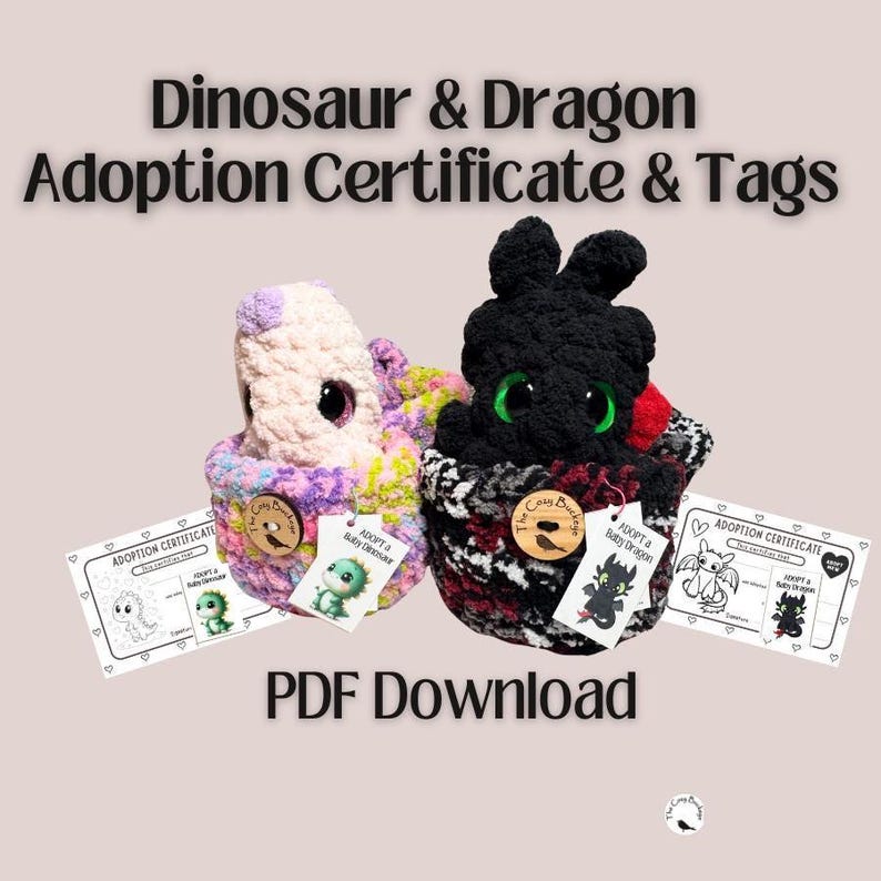 Digital Crochet Dragon Adoption Certificate – 4x6 Printable | Dragon - Etsy