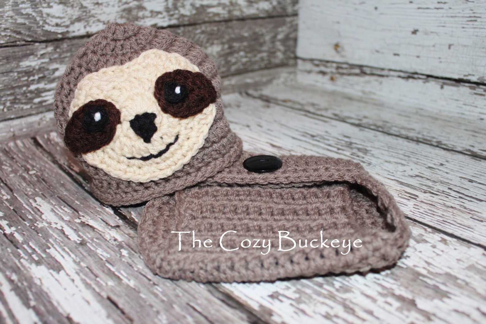 Crochet Sloth Hat & Diaper Cover Set Photography Prop | Etsy