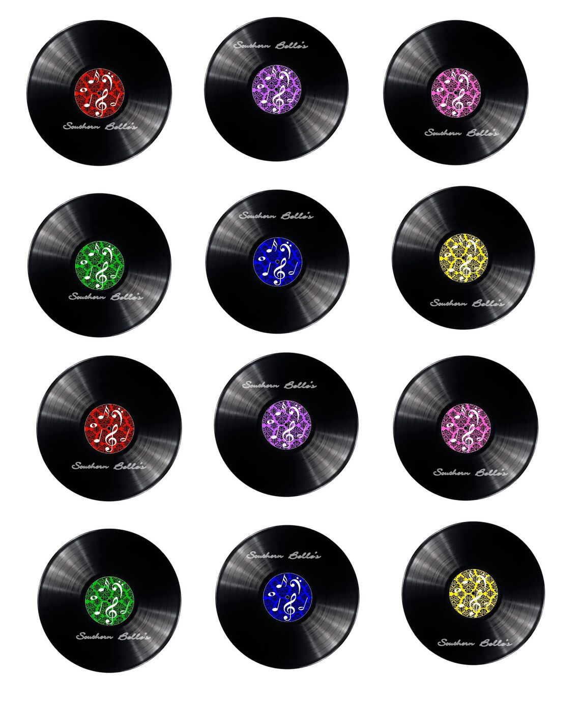 Printable Record Cupcake Toppers-print150jpw-digital Record - Etsy