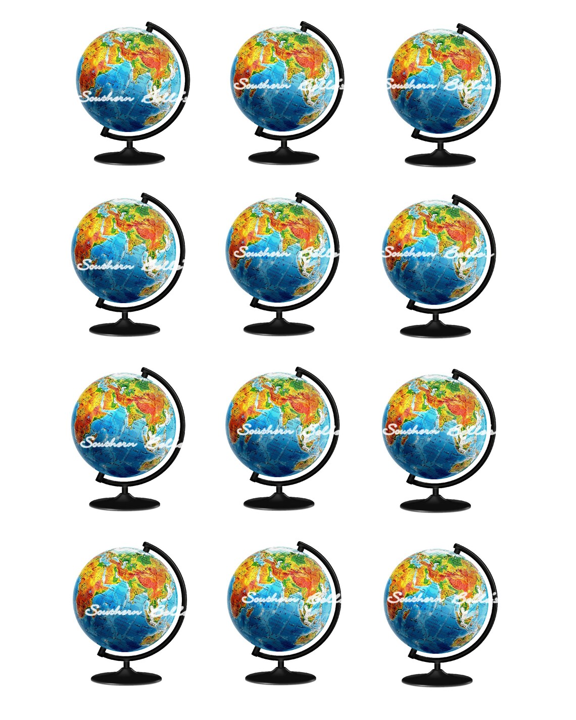 Printable World Globe Cake Decorations-print110jpw-digital Download ...