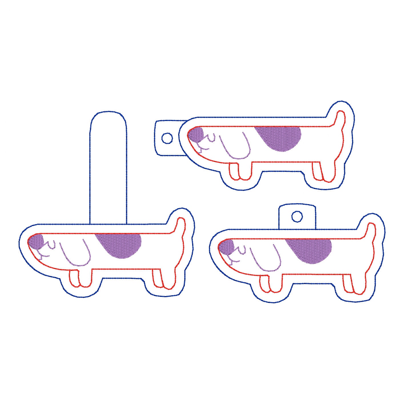 Long Dog Snap Tab *embroidery Design* - Etsy