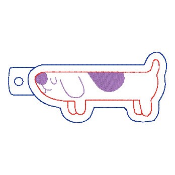 Long Dog Snap Tab embroidery Design - Etsy