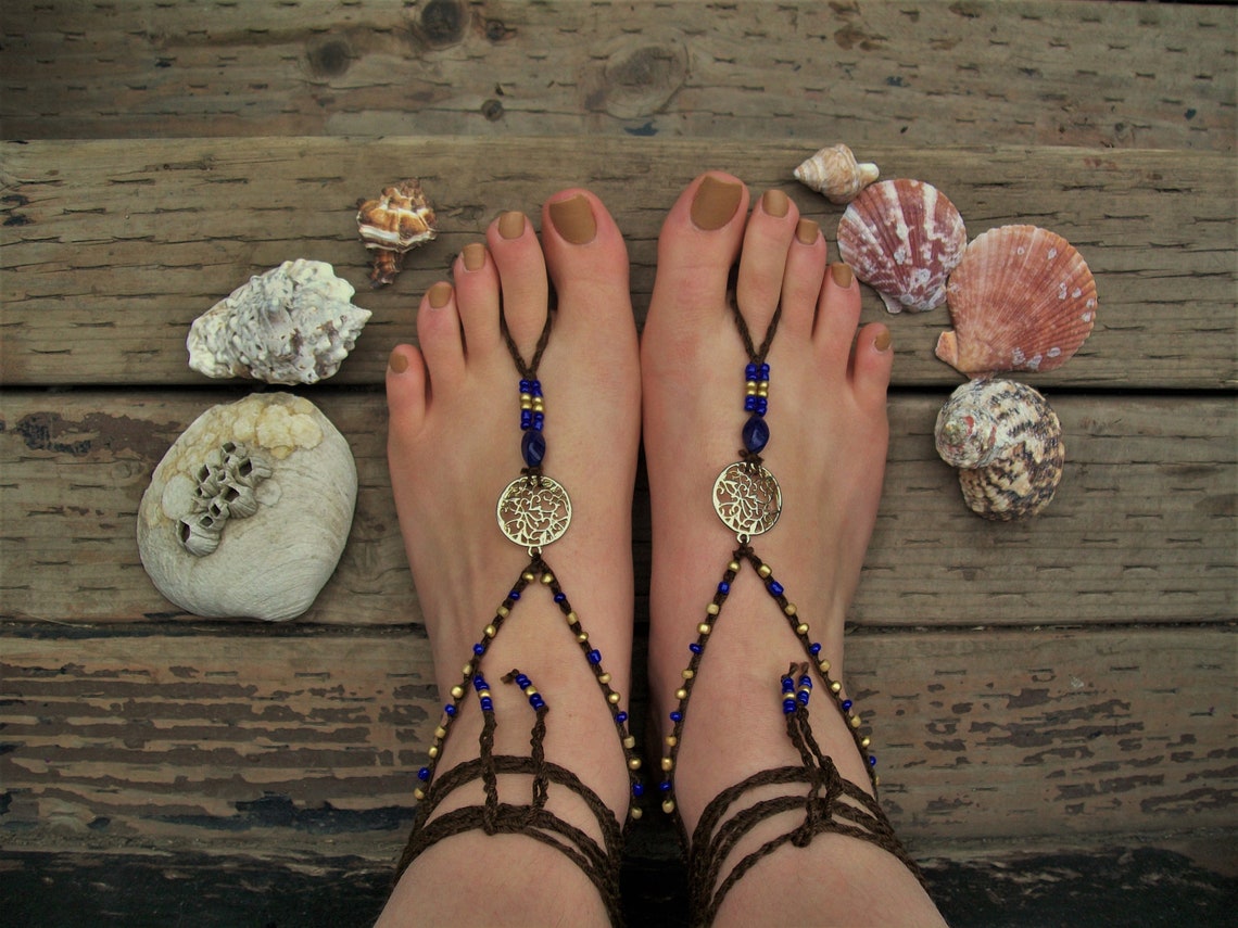 Elizabeth Barefoot Sandals Beach Wedding Soleless Sandals - Etsy