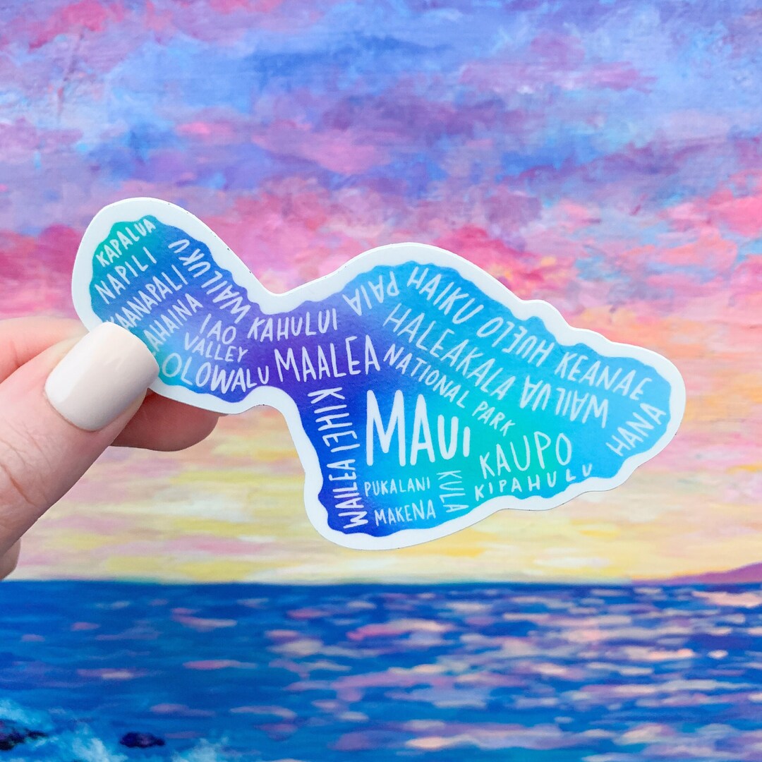 Maui Hawaii 4" Vinyl Sticker, Cities of the Island, Laptop or Water ...