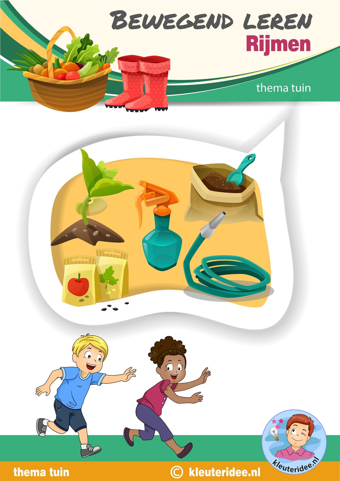 Rijmrun 'tuin', bewegend leren, rijmen - Etsy Nederland
