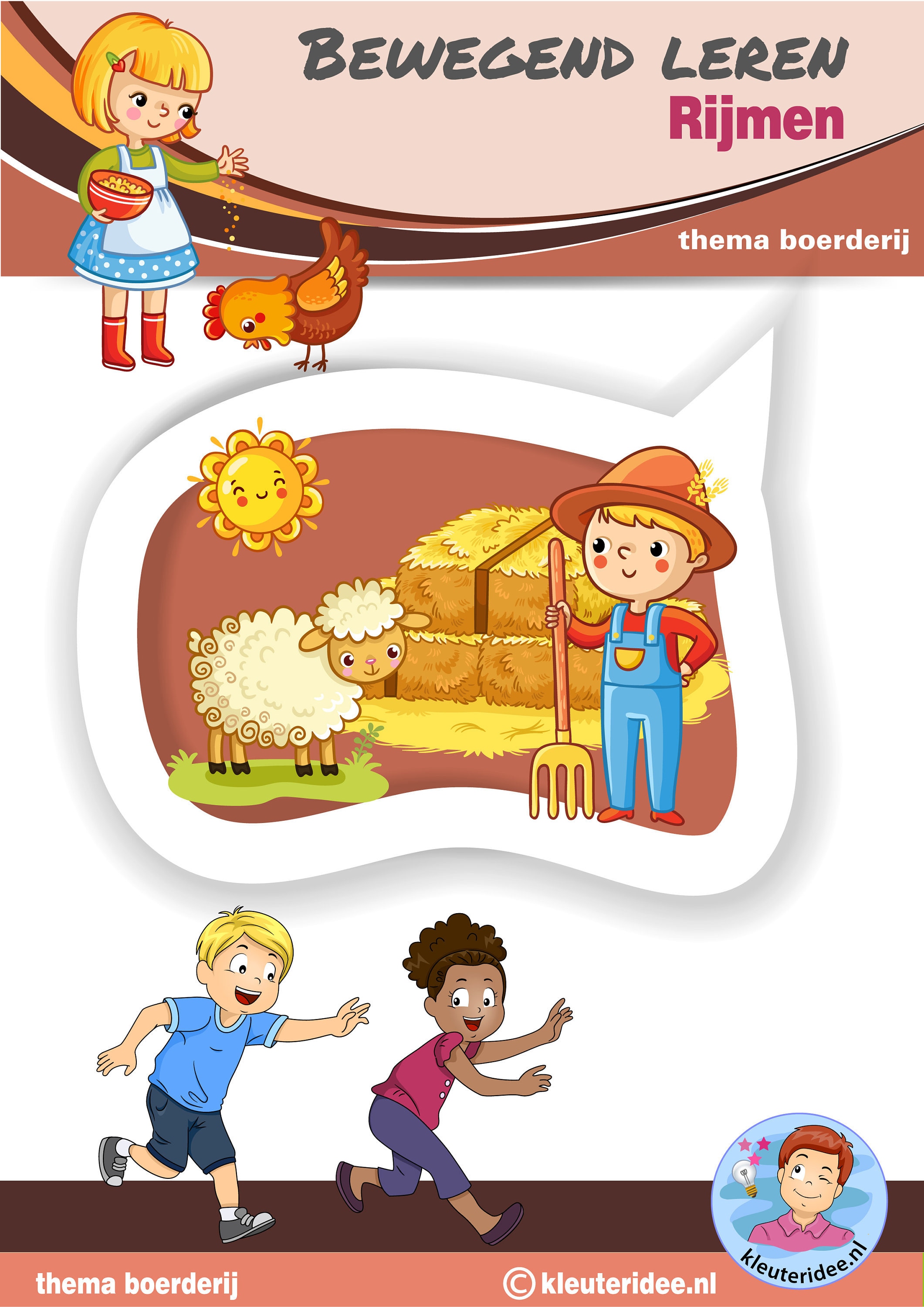 Rijmrun 'boerderij', bewegend leren, rijmen - Etsy Nederland