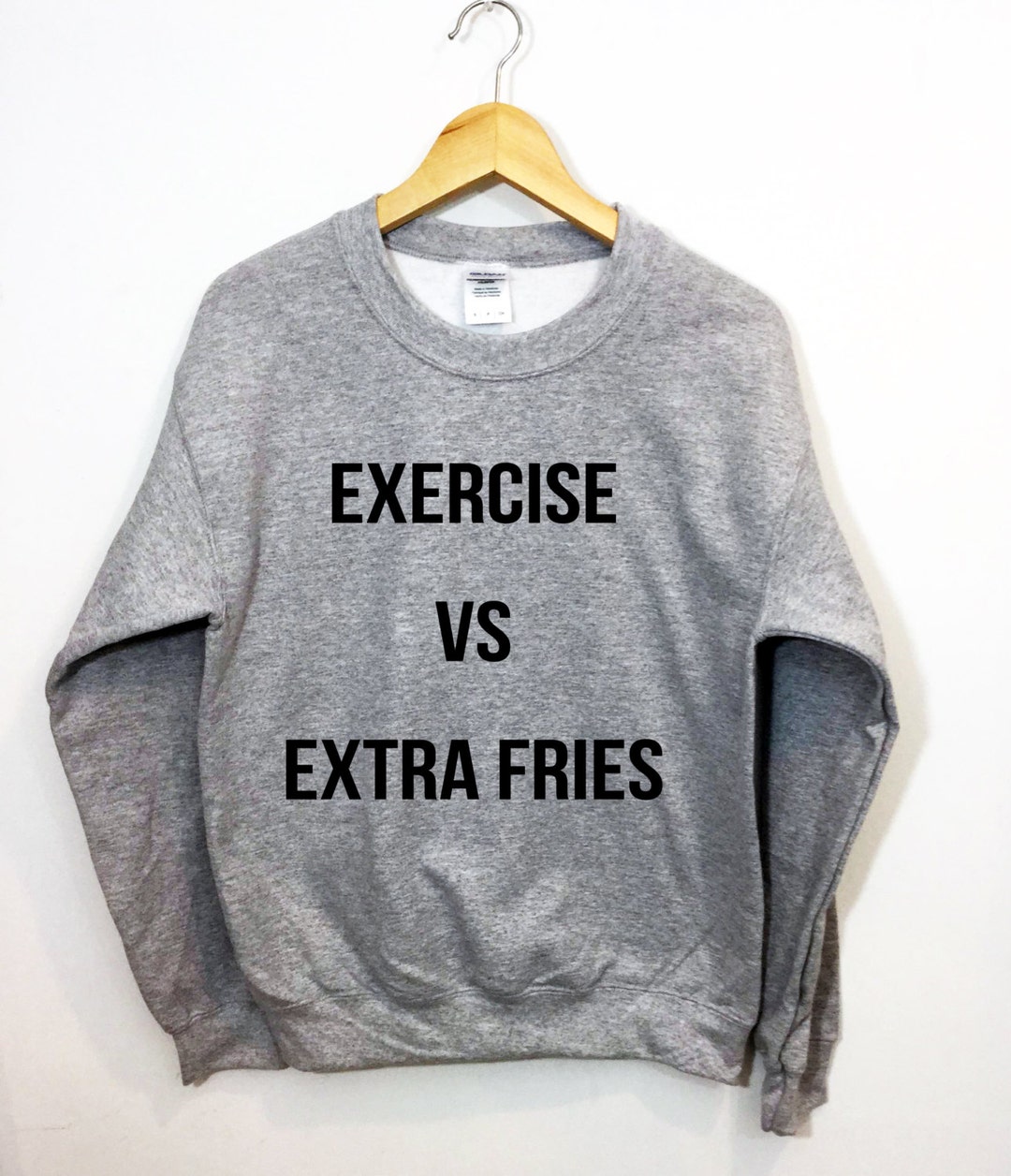 Exercise Versus Extra Fries Funny Tumblr Jumper Oversized Pullover - Etsy