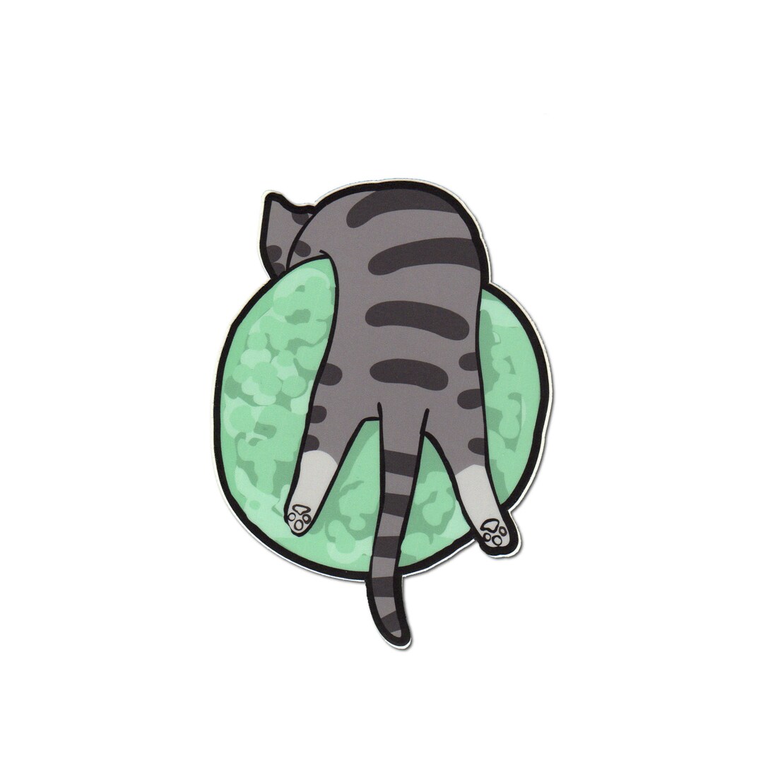 Grey Cat on Planet Large Outdoor Vinyl Sticker - Etsy