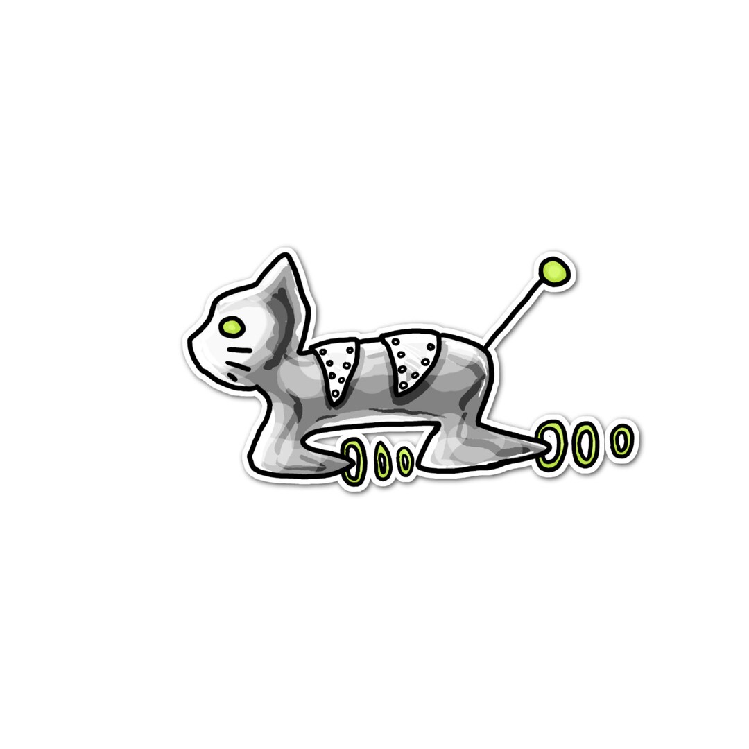Robot Kitty Sticker, Laptop Sticker, Car Sticker, Bumper Sticker, Vinyl ...