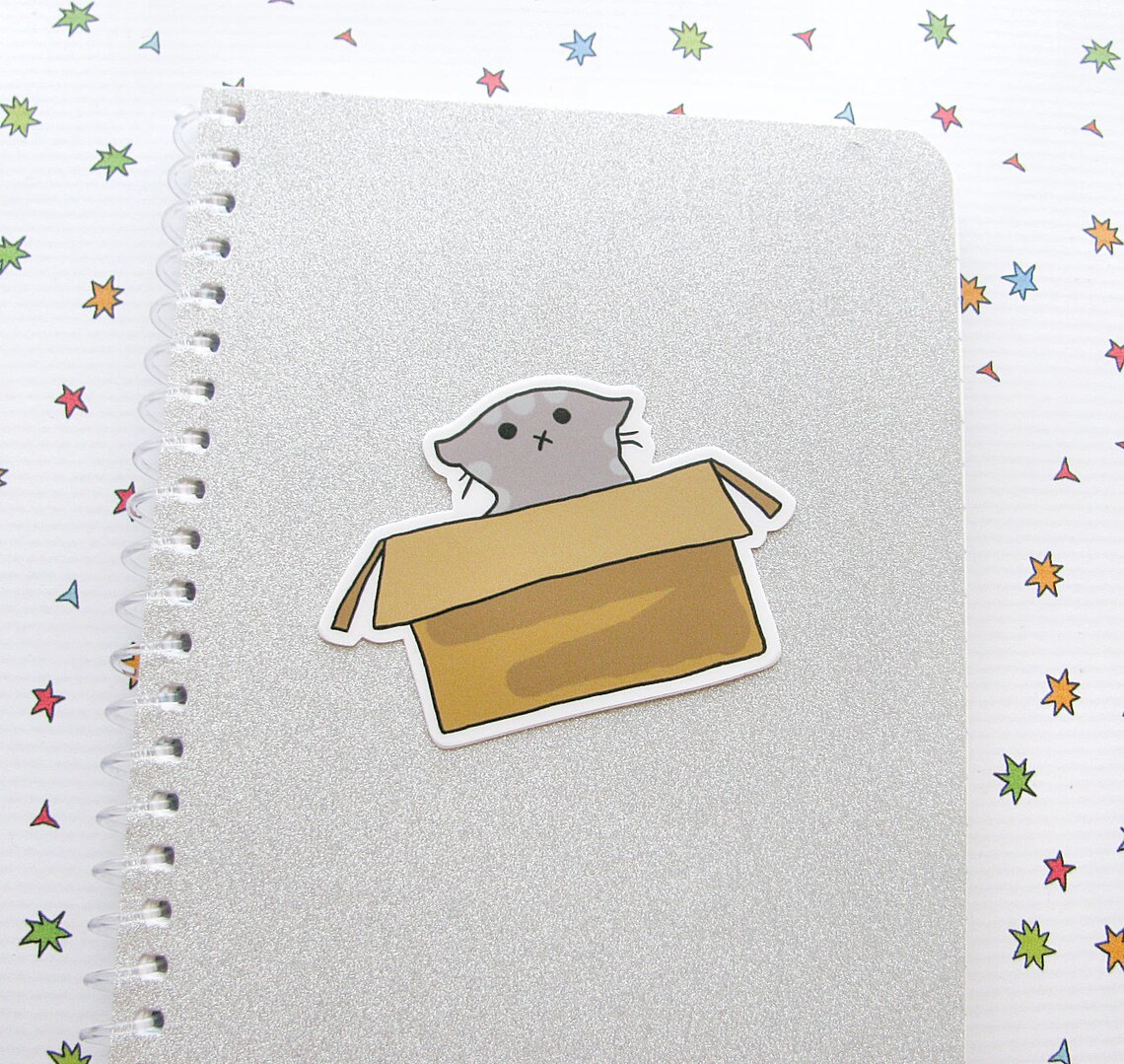 Cute Cat Vinyl Sticker Kitty in a Box Cute Sticker Car | Etsy