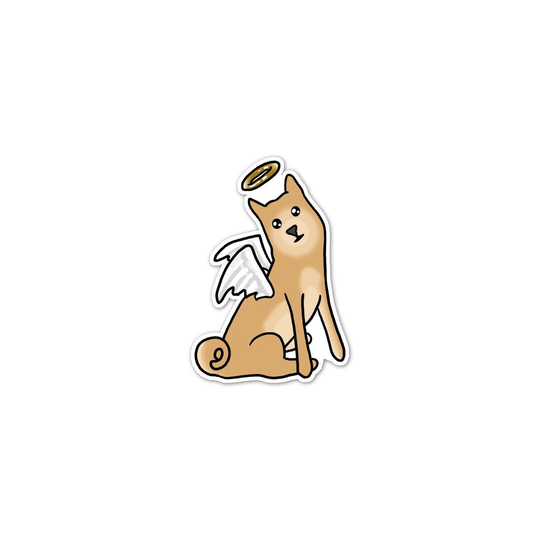 Angel Dog Vinyl Sticker, Pet Memorial, Cute Shibu Ina, Car Sticker ...