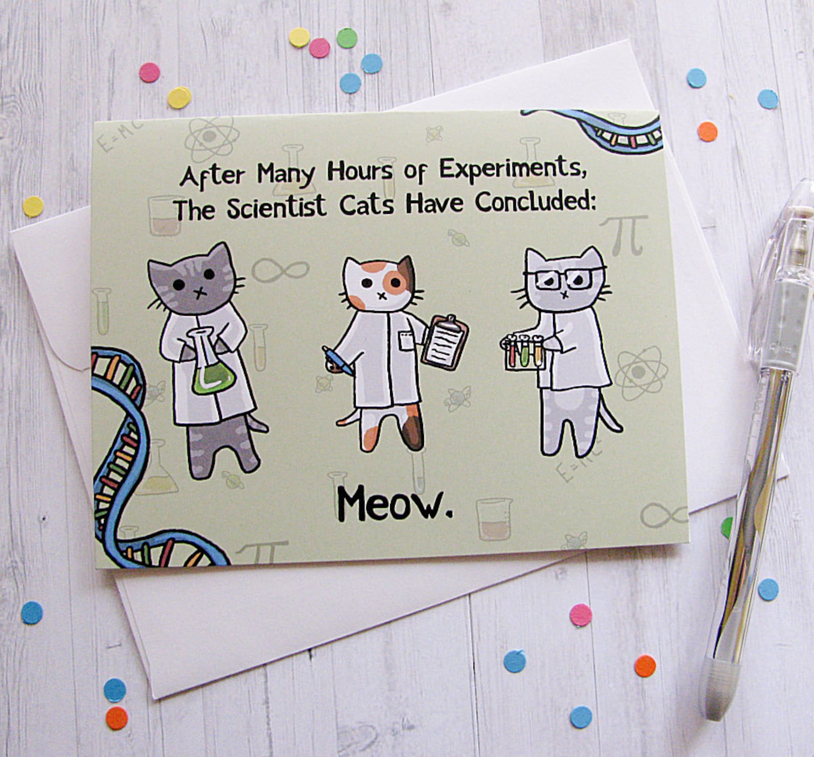 Funny Cat Card Any Occasion Card Cute Greeting Card Science | Etsy
