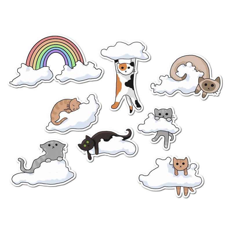 Cute Cats Stickers Paper Stickers Journaling Sticker - Etsy