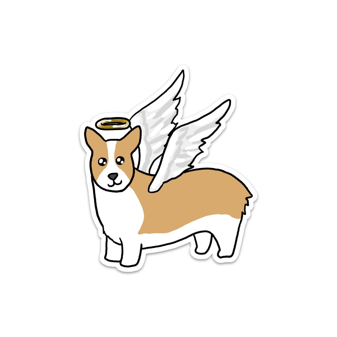 Angel Dog Vinyl Sticker, Pet Memorial, Cute Corgi, Car Sticker, Bumper ...