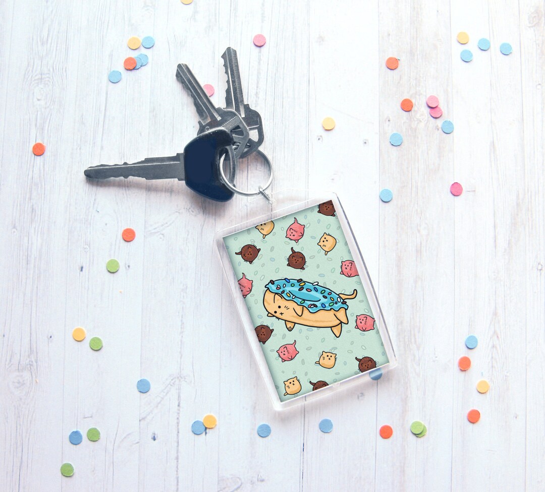 Donut Cats Keychain Cute Keychain Kawaii Funny Art Cute Cats Cute Food ...
