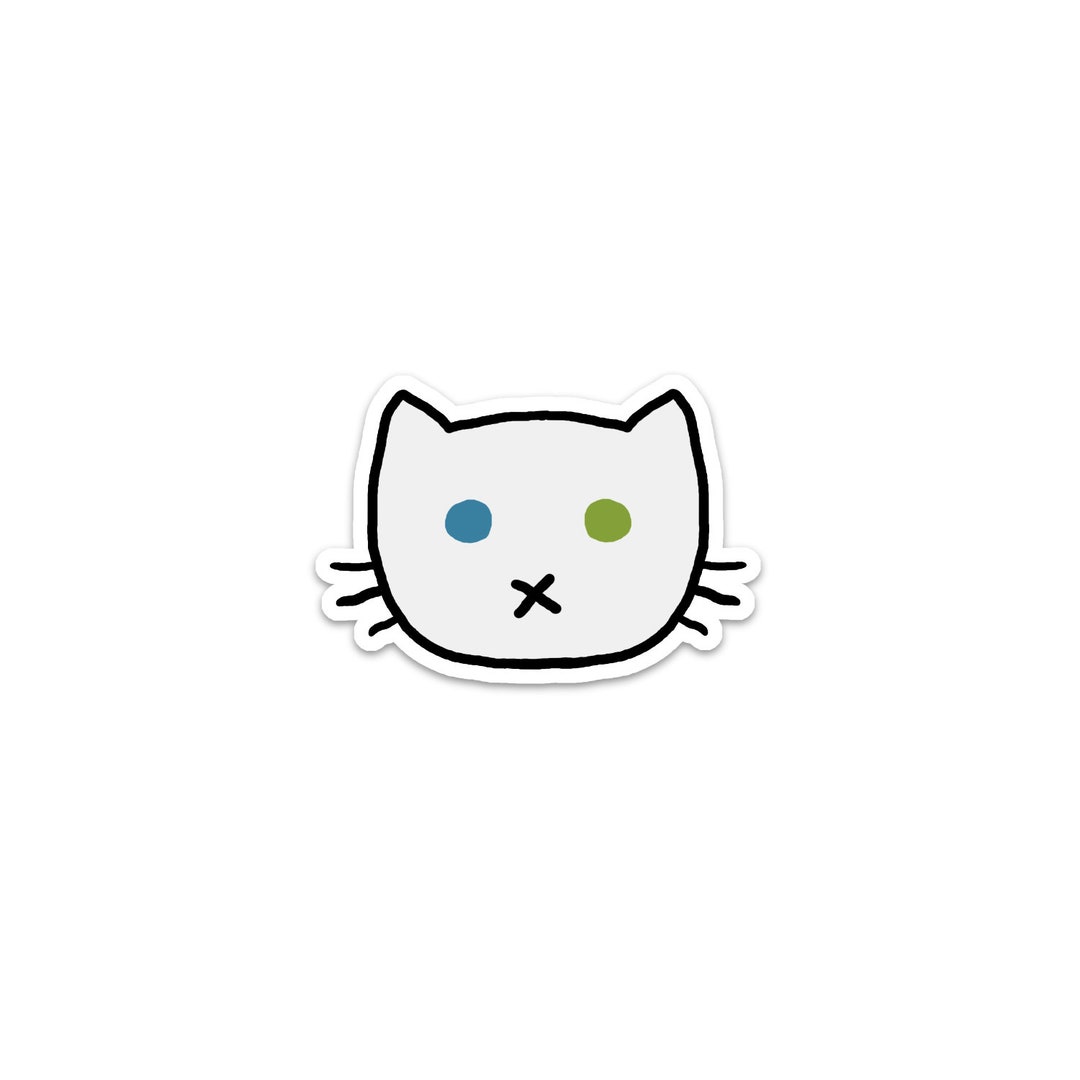 White Cat Sticker, Phone Sticker, Cat Laptop Sticker, Car Sticker ...