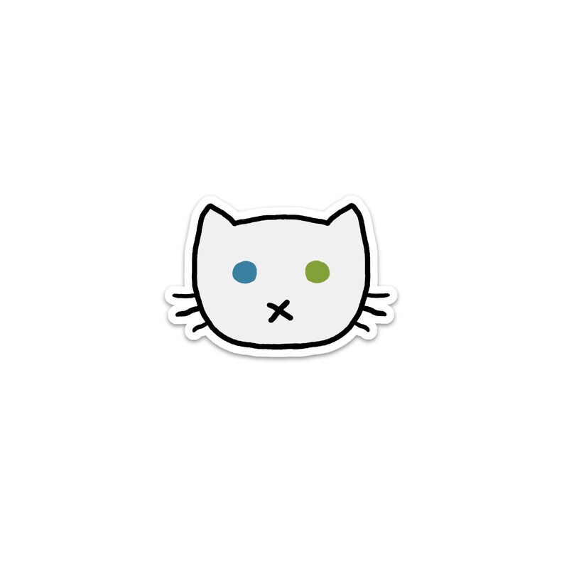 White Cat Sticker Phone Sticker Cat Laptop Sticker Car - Etsy