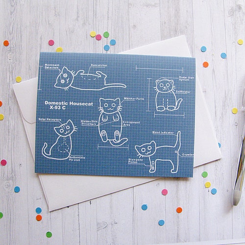 Cute Cat Card Any Occasion Card Cute Greeting Card Police - Etsy