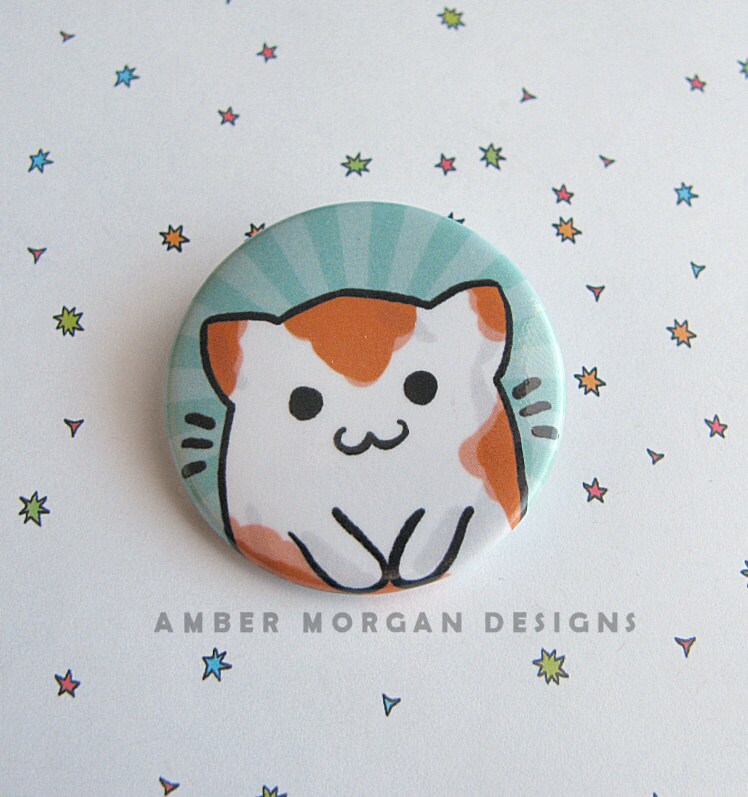 Cute Cat Button Catfish Pin Cat Pinback Kitty Koi Cat - Etsy