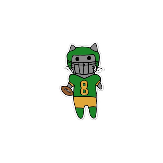 Football Cat Vinyl Sticker Green and Yellow Pro College | Etsy