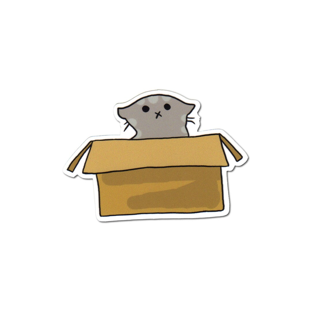 Cute Cat Vinyl Sticker, Kitty in a Box, Cute Sticker, Car Sticker ...