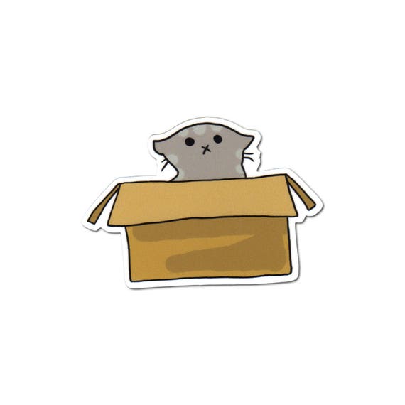 Cute Cat Vinyl Sticker Kitty in a Box Cute Sticker Car | Etsy