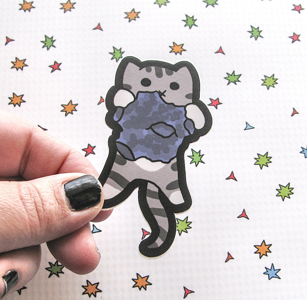 Space Cat Vinyl Sticker Large Size Kitty on Meteor Cat Cute | Etsy