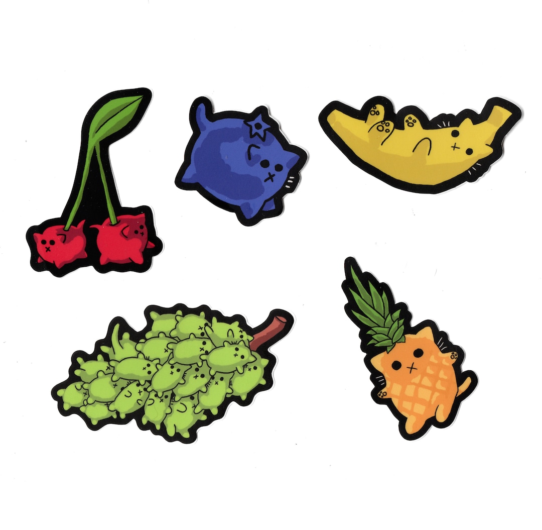 Fruit Cats Vinyl Sticker Set, Laptop Sticker, Car Sticker, Bumper ...