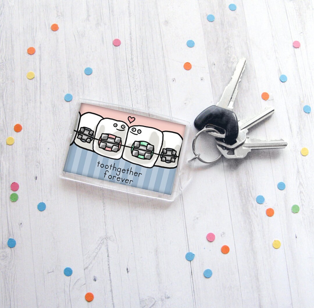 Cute Braces on Teeth Acrylic Keychain - Etsy