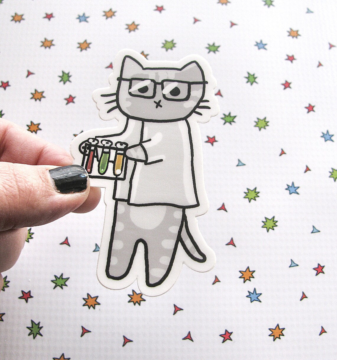 Cute Cat Vinyl Sticker Scientist Kitty Cute Sticker Car | Etsy