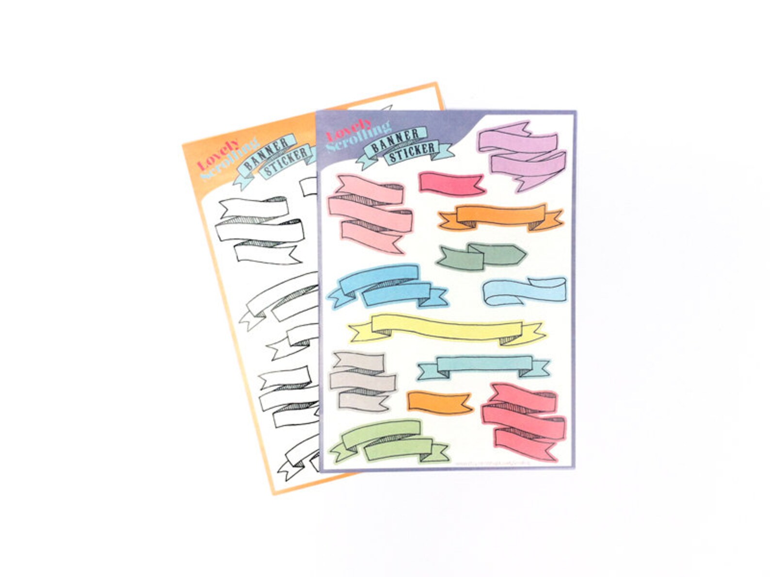 Ribbon Banner Sticker Set blank 2 Sheets - Etsy