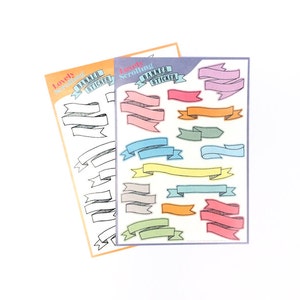 Ribbon Banner Sticker Set (blank) 2 Sheets - Etsy