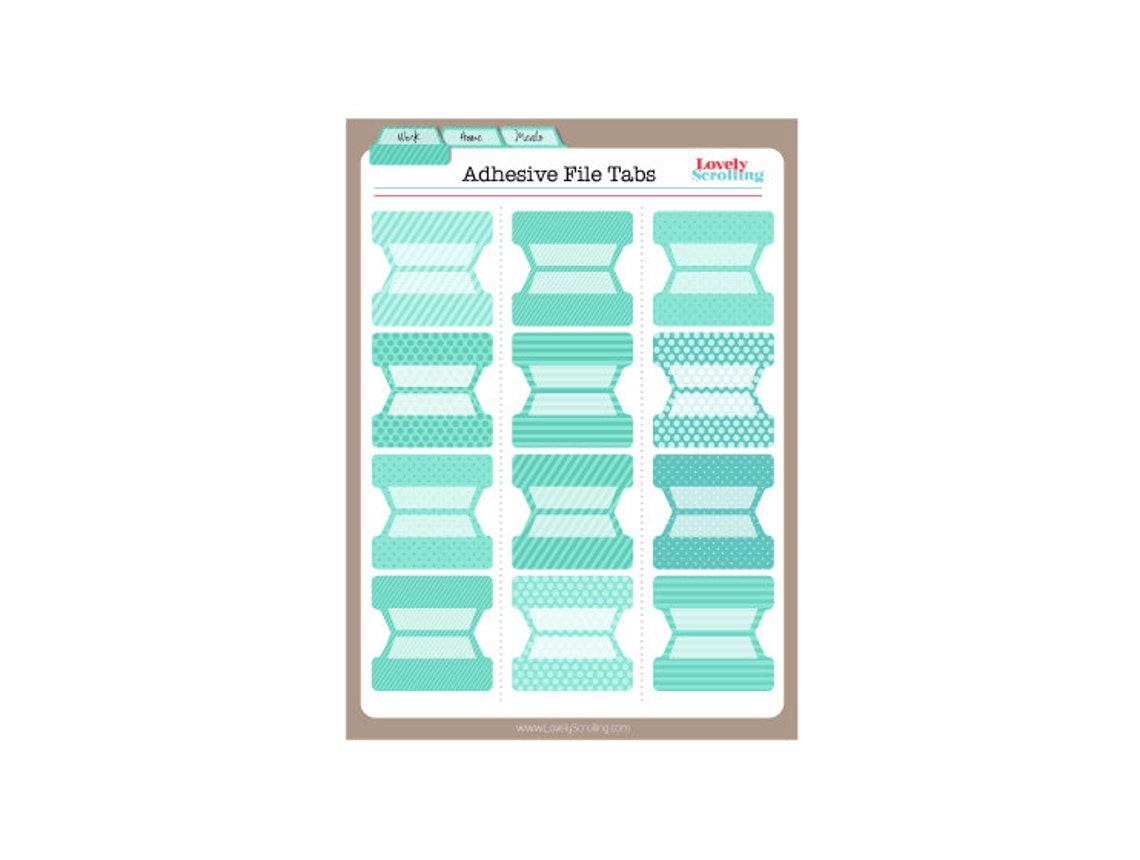 Adhesive Tabs for Planner or Files MINT | Etsy