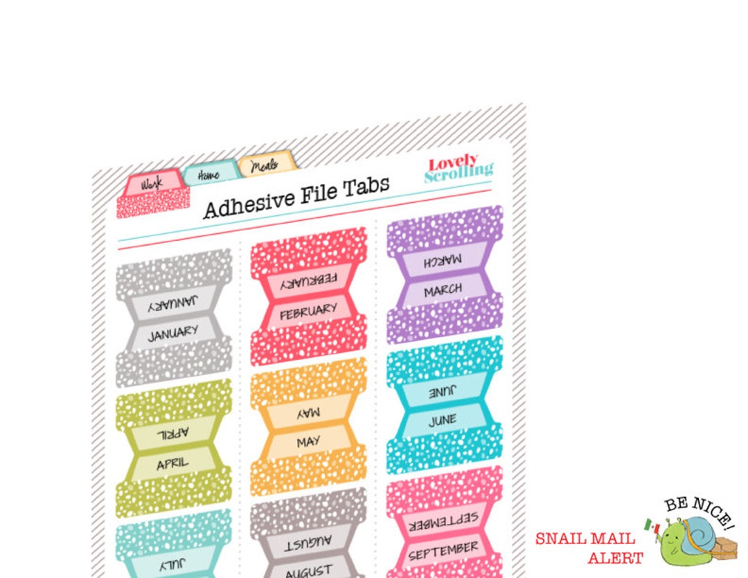 12 Months Sticker Tabs (regular Size) - Etsy