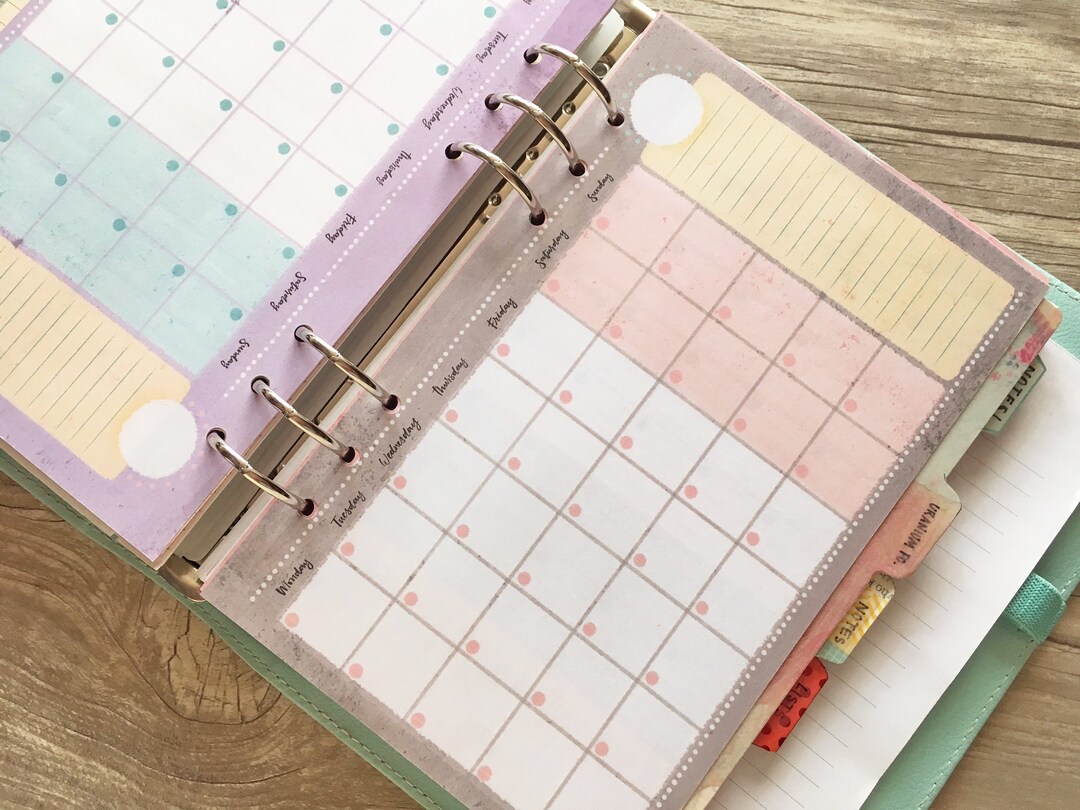 Monthly Planner Inserts Full Color, UNDATED "pink Coffee Cup Collection ...