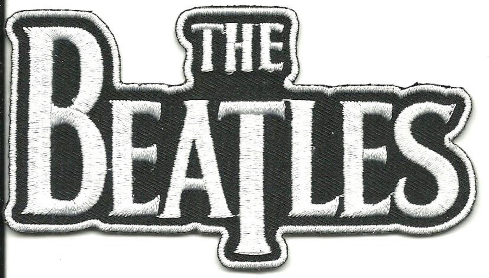 BEATLES drop t logo die cut black on white embroidered | Etsy