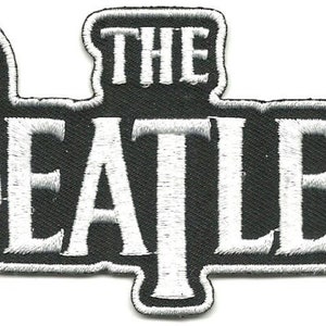 BEATLES Drop T Logo Die Cut Black on White Embroidered Sew/iron on ...