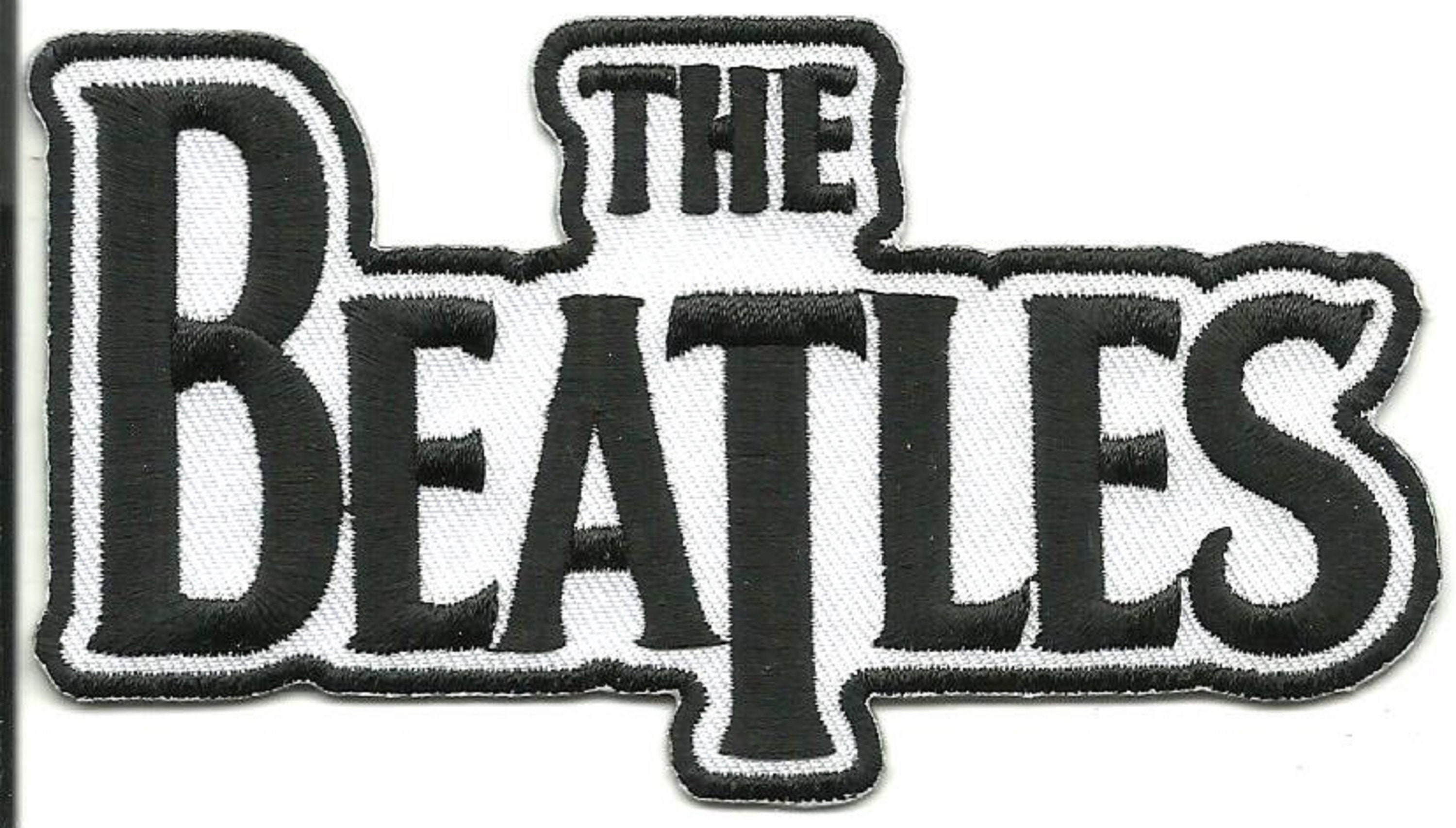 BEATLES drop t logo die cut black on white embroidered | Etsy
