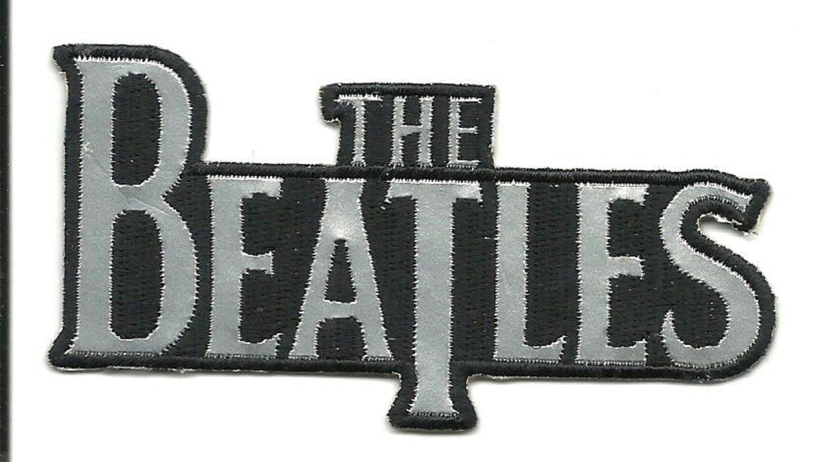 BEATLES drop t logo die cut black on white embroidered | Etsy