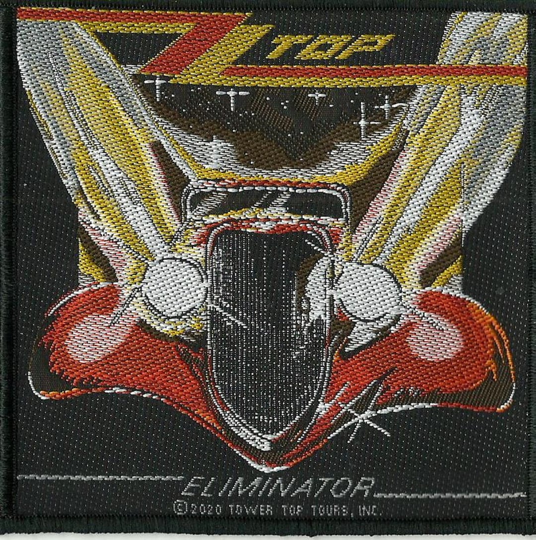 ZZ TOP Eliminator NEW Woven Sew on Patch 10 X 10 Cm / 4 X 4 Inches Mint ...