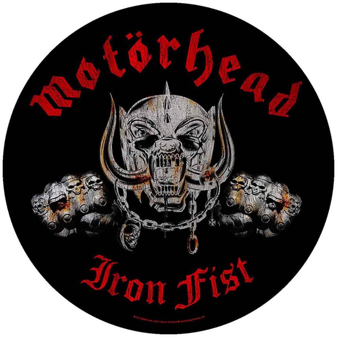 MOTORHEAD Iron Fist Giant Circular BACKPATCH Printed 29 Cm / 11.5 Inches Diameter Brand New ...